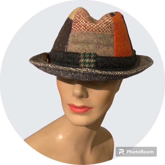 Vintage | Accessories | Vintage Irish Tweed Patchwork Fedora Hat Sz 7 8 ...